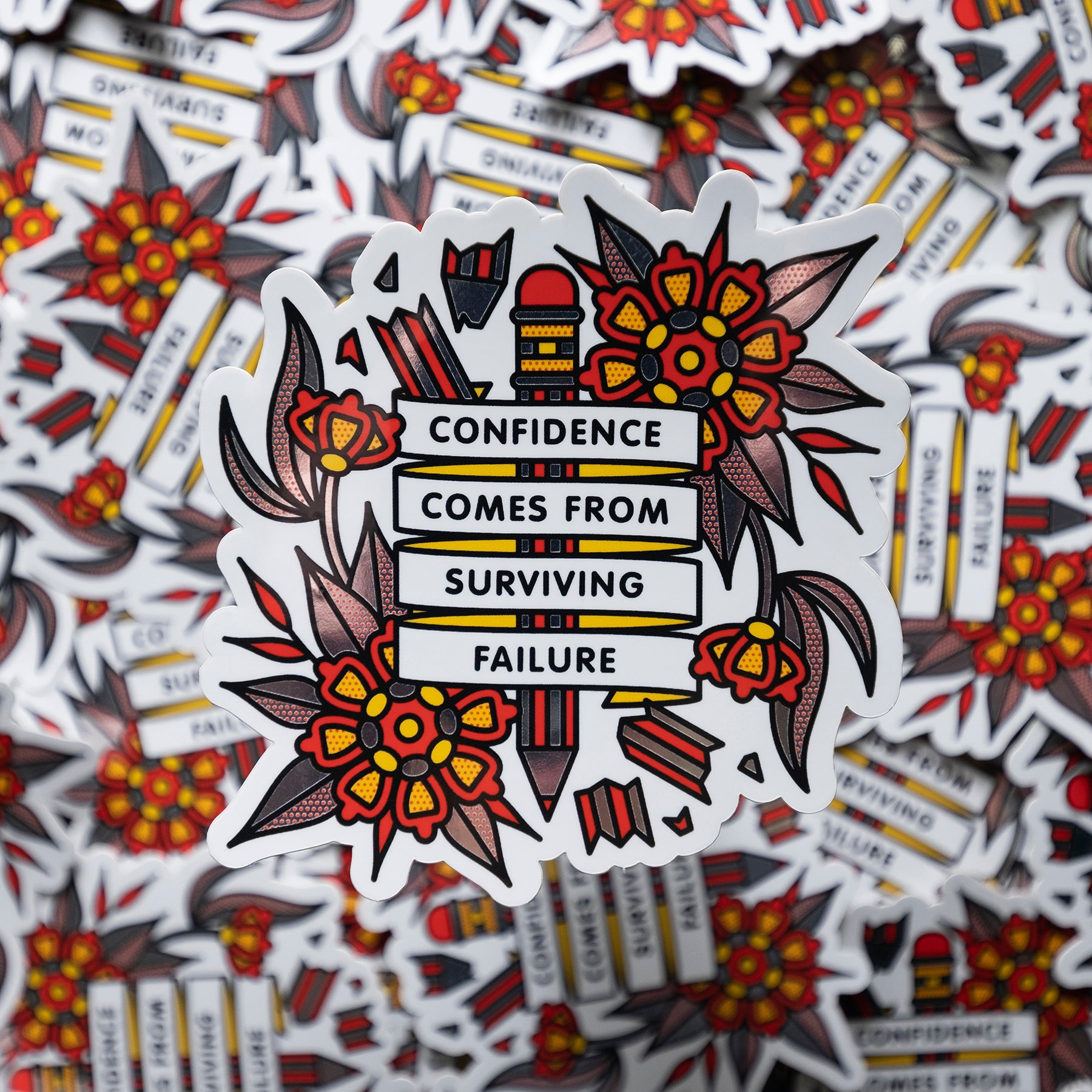 Surviving Failure Metallic Sticker – Red Halftone LLC