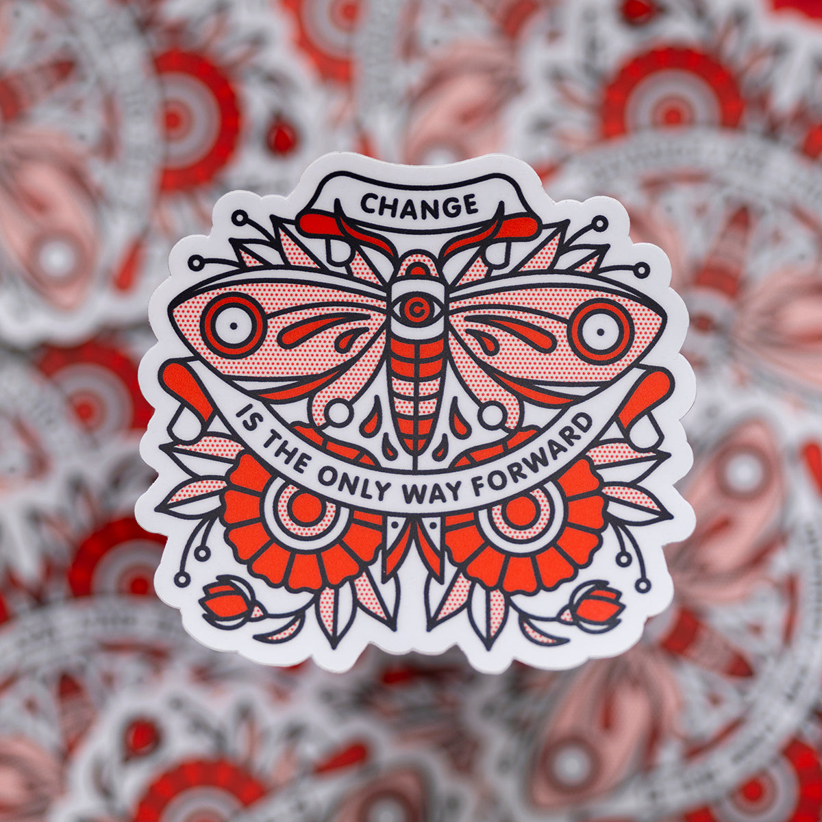 Change Sticker – Red Halftone